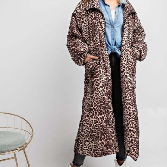 easel | Jackets & Coats | Leopard Print Maxi Puffer Coat | Poshmark